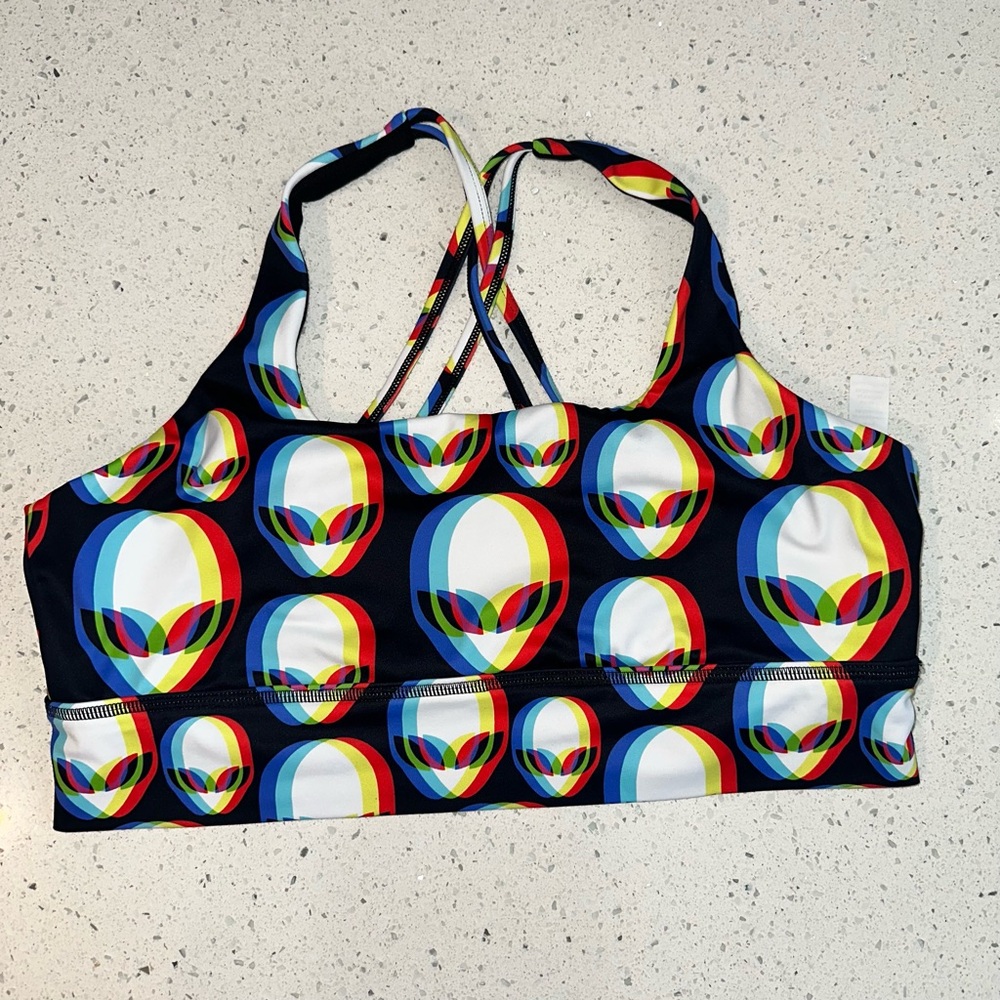 Cvg Optical Illusion Alien Longline Sports Bra - Gem